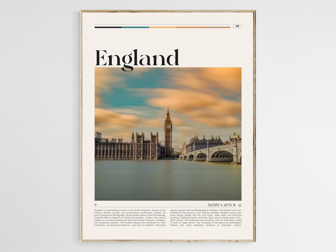 England Travel Poster, England Wall Art, England Poster Print, England ...