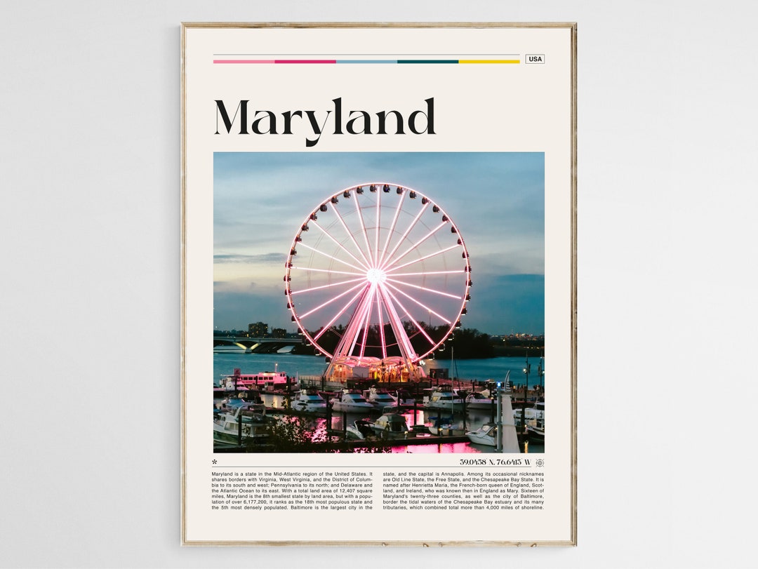 Maryland Travel Poster, Maryland Wall Art, Maryland Poster, Maryland ...
