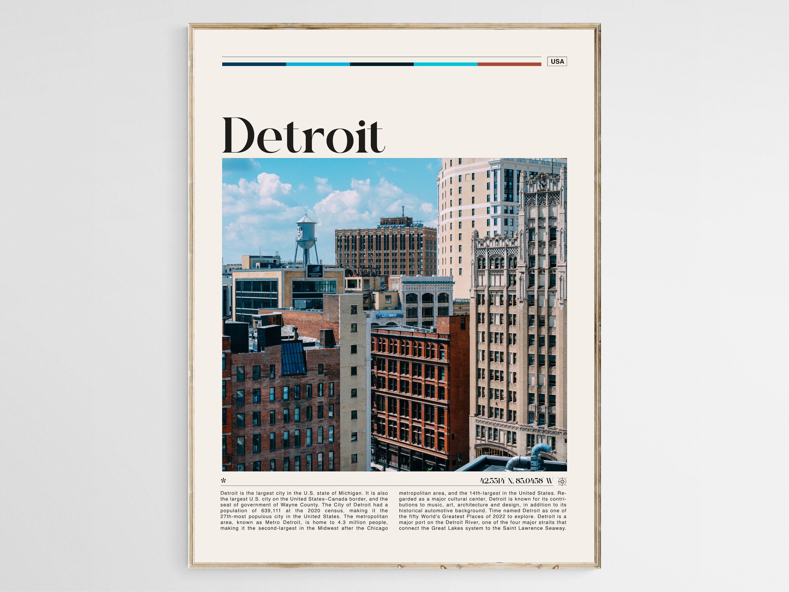 Detroit Travel Poster, Detroit Print, Detroit Wall Art, Detroit Poster ...