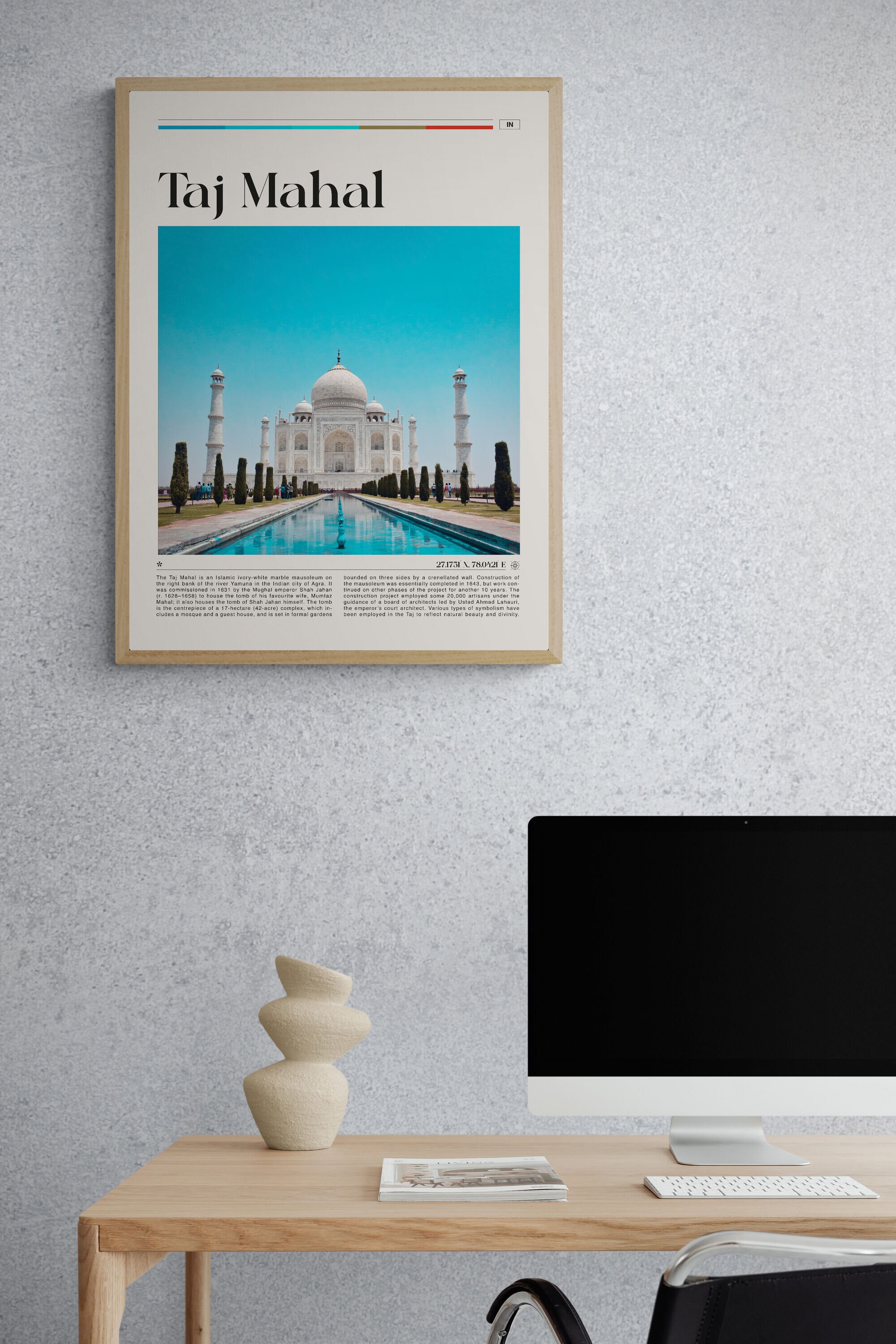 Taj Mahal Travel Poster, Taj Mahal Wall Art, Taj Mahal Poster Print ...