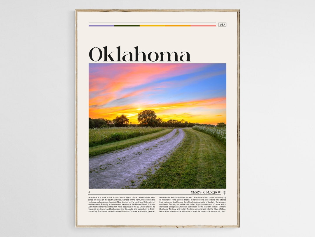 Oklahoma Travel Poster, Oklahoma Wall Art, Oklahoma Poster, Oklahoma ...