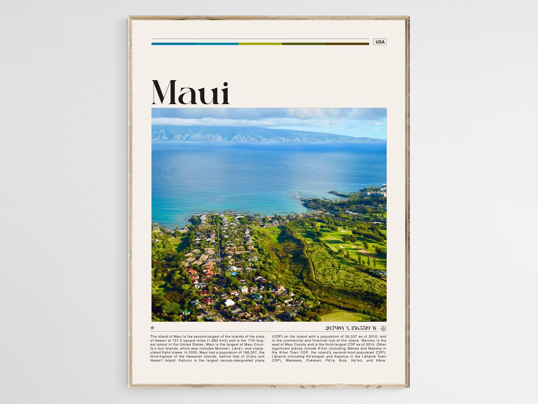 Maui Island Travel Poster, Maui Wall Art, Maui Poster Print, Maui Photo ...