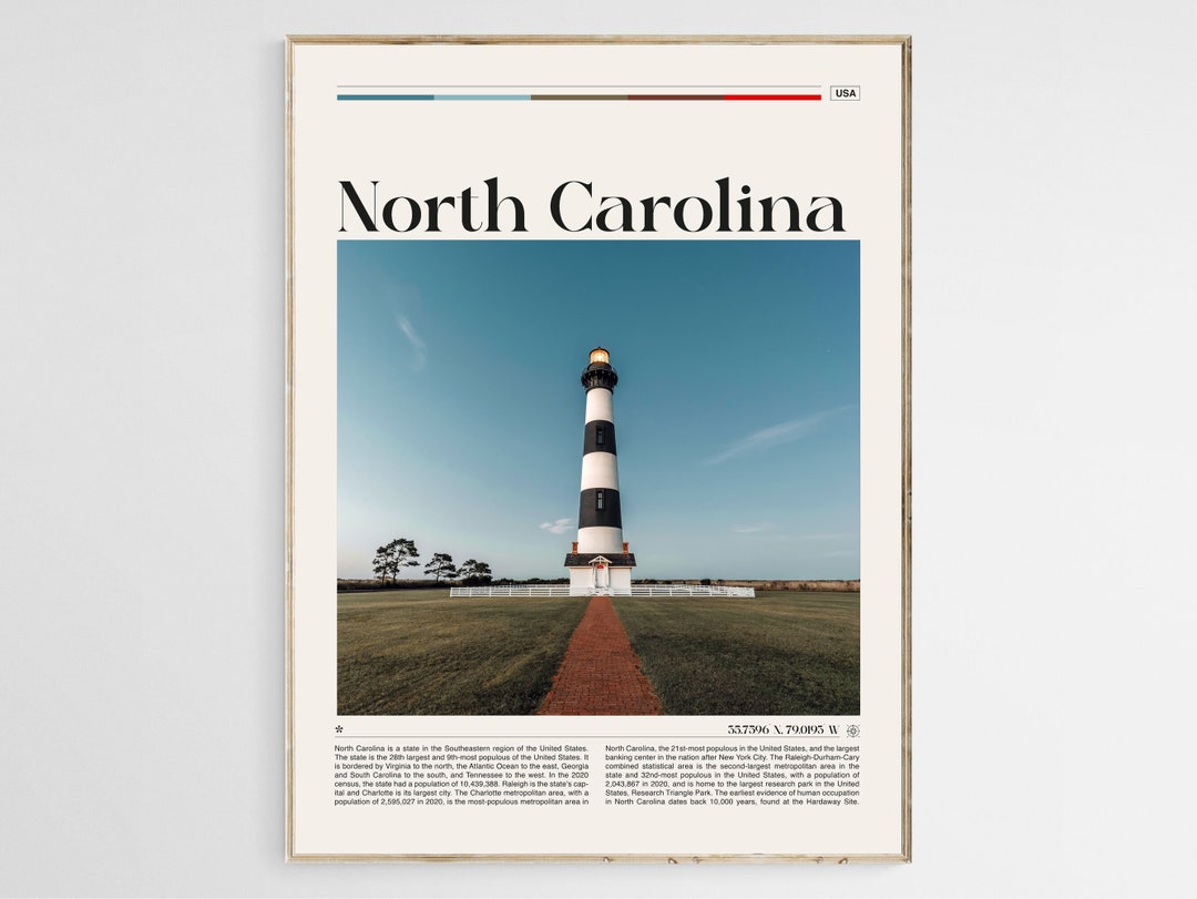 North Carolina Travel Poster, North Carolina Wall Art, North Carolina ...