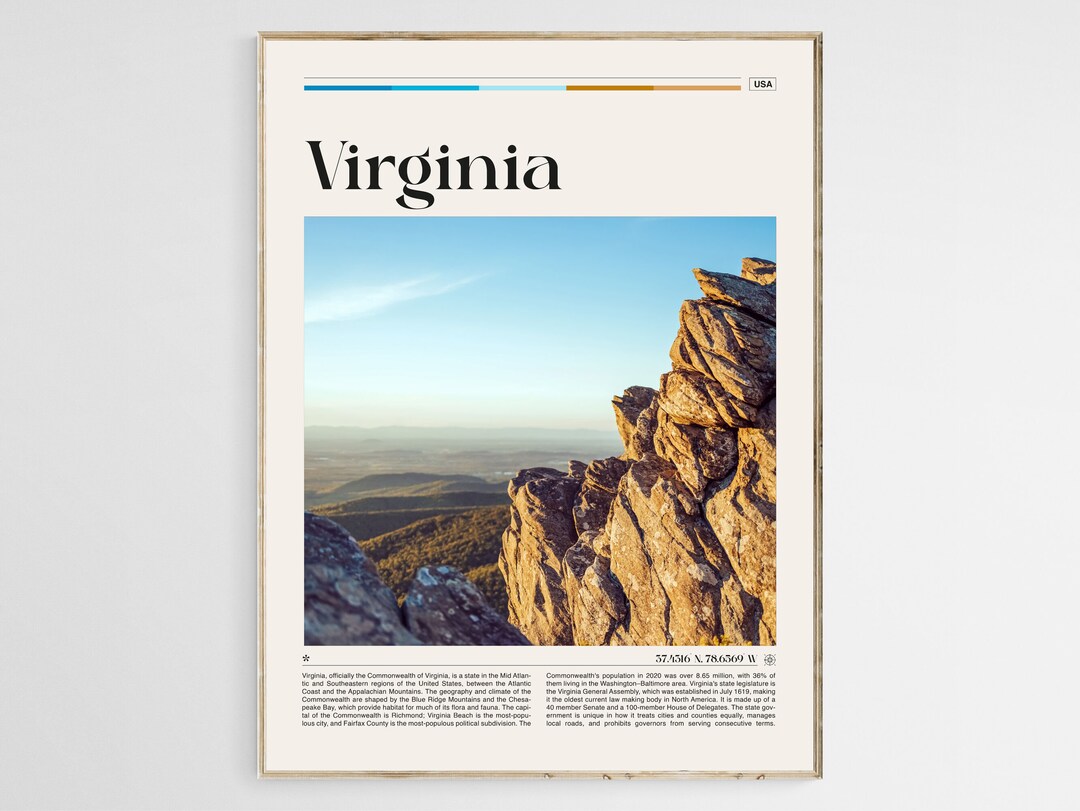 Virginia Travel Poster, Virginia Wall Art, Virginia Poster, Virginia ...