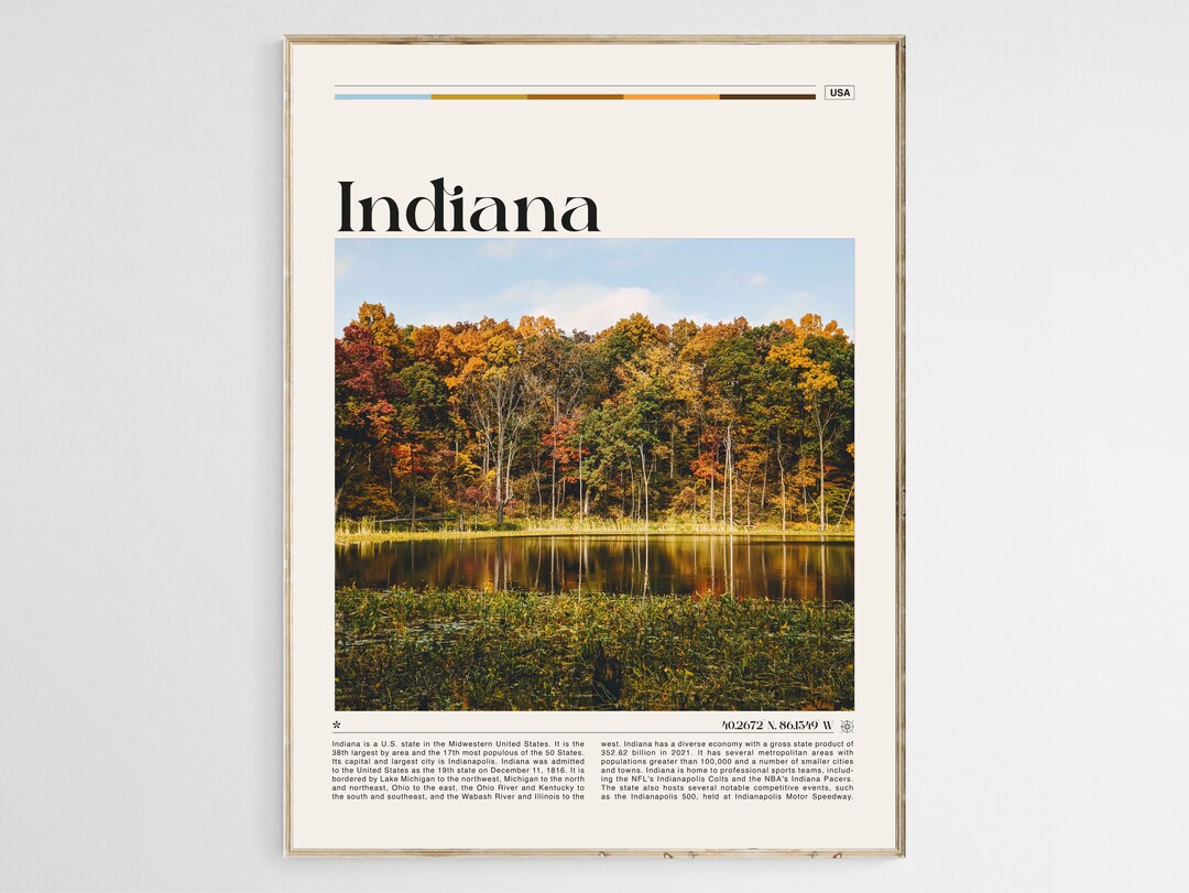 Indiana Travel Poster, Indiana Wall Art, Indiana Poster, Indiana Photo ...