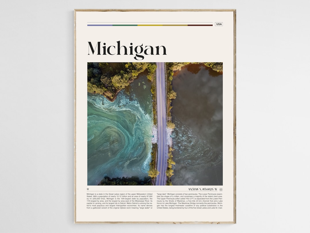 Michigan Travel Poster, Michigan Wall Art, Michigan Poster, Michigan ...