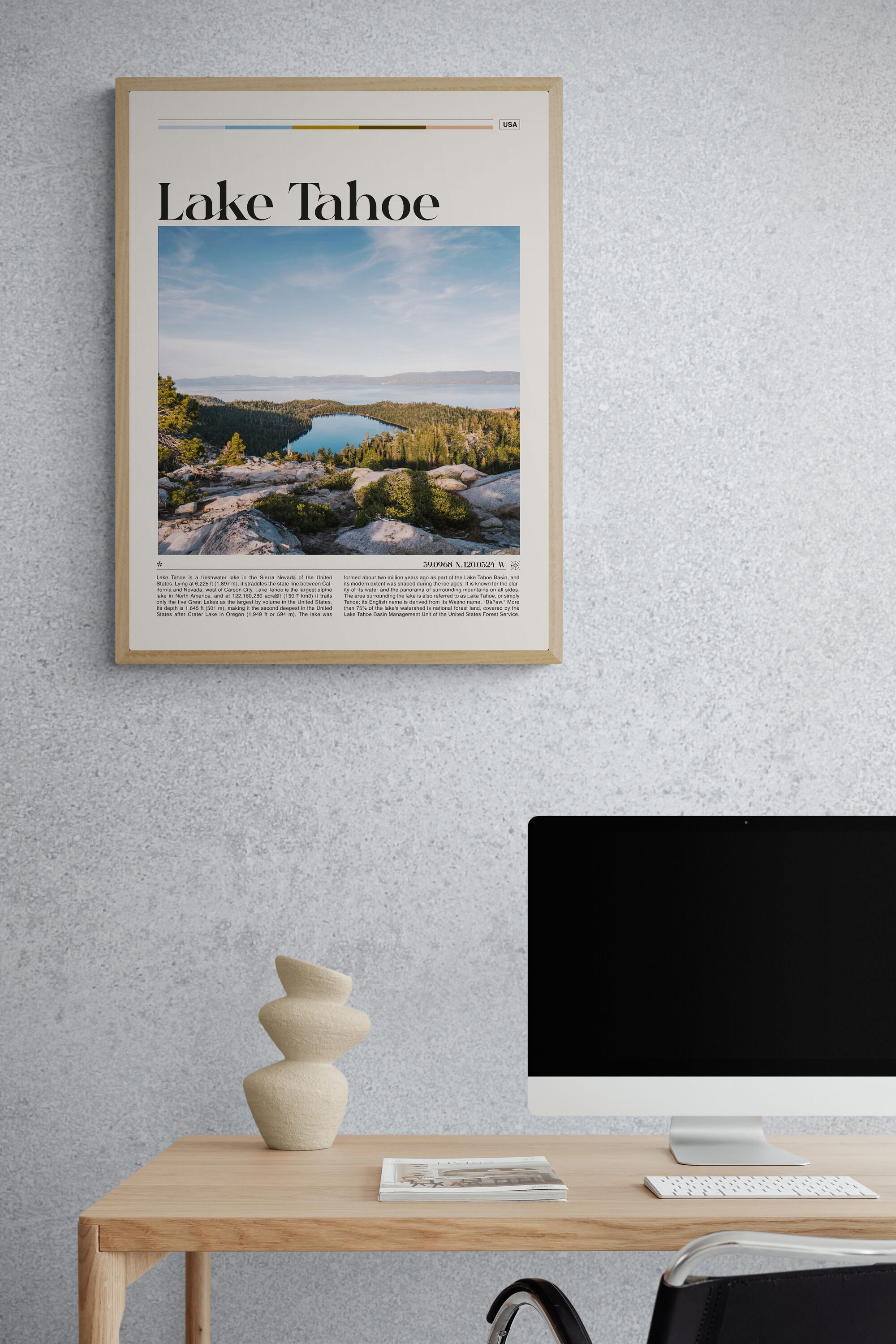 Lake Tahoe Travel Poster, Lake Tahoe Wall Art, Lake Tahoe Poster Print ...