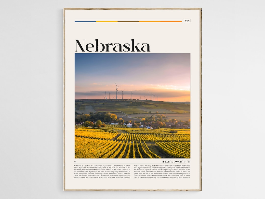 Nebraska Travel Poster, Nebraska Wall Art, Nebraska Poster, Nebraska ...