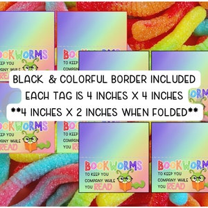 Bookworm Gift Tag - Treat Bag Tag Printable - Etsy