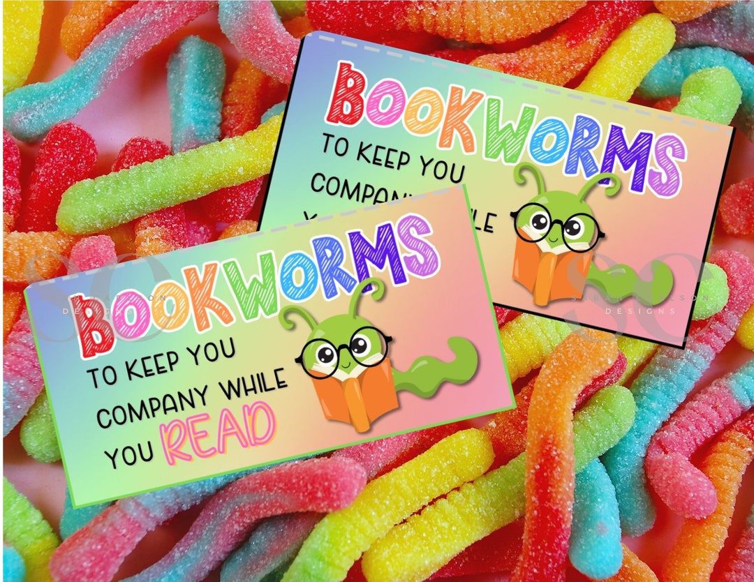 Bookworm Gift Tag - Treat Bag Tag Printable - Etsy