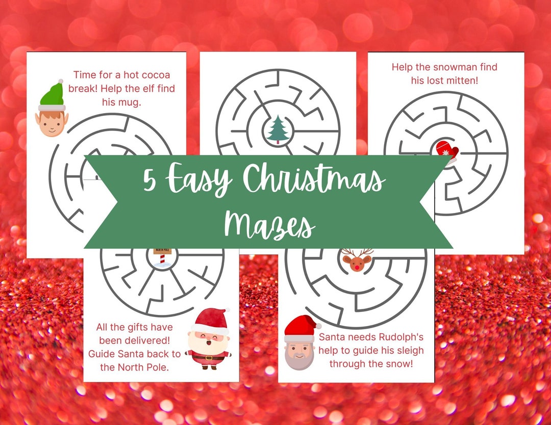 Easy Christmas Mazes INSTANT DOWNLOAD - Etsy