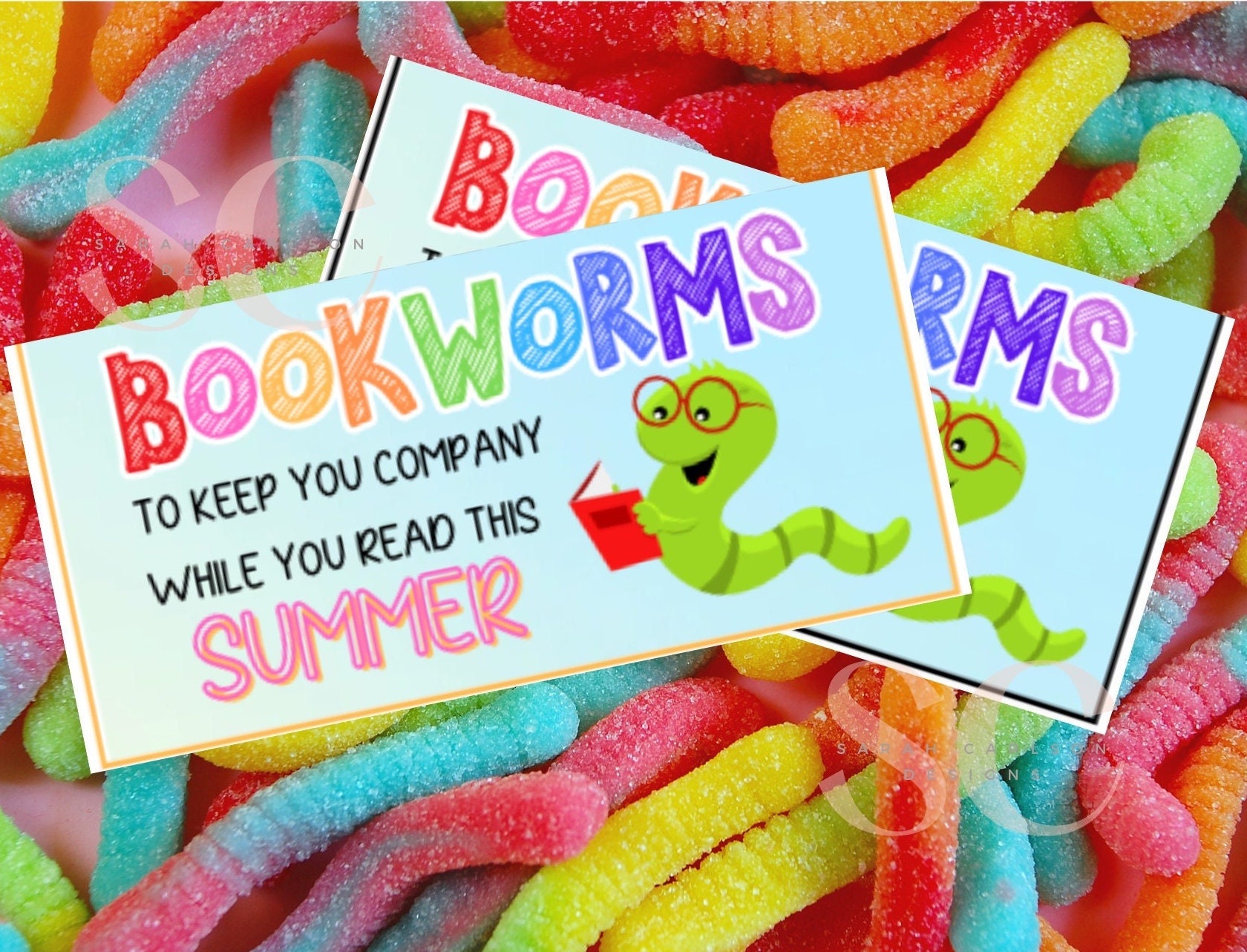 Bookworm Summer Gift Tag - Treat Bag Tag Printable - Etsy