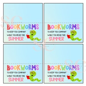 Bookworm Summer Gift Tag - Treat Bag Tag Printable - Etsy