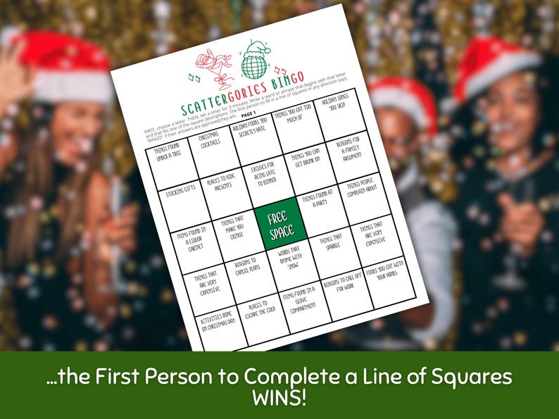 Scattergories Bingo | Office Holiday Party Group Game | Friendsmas ...