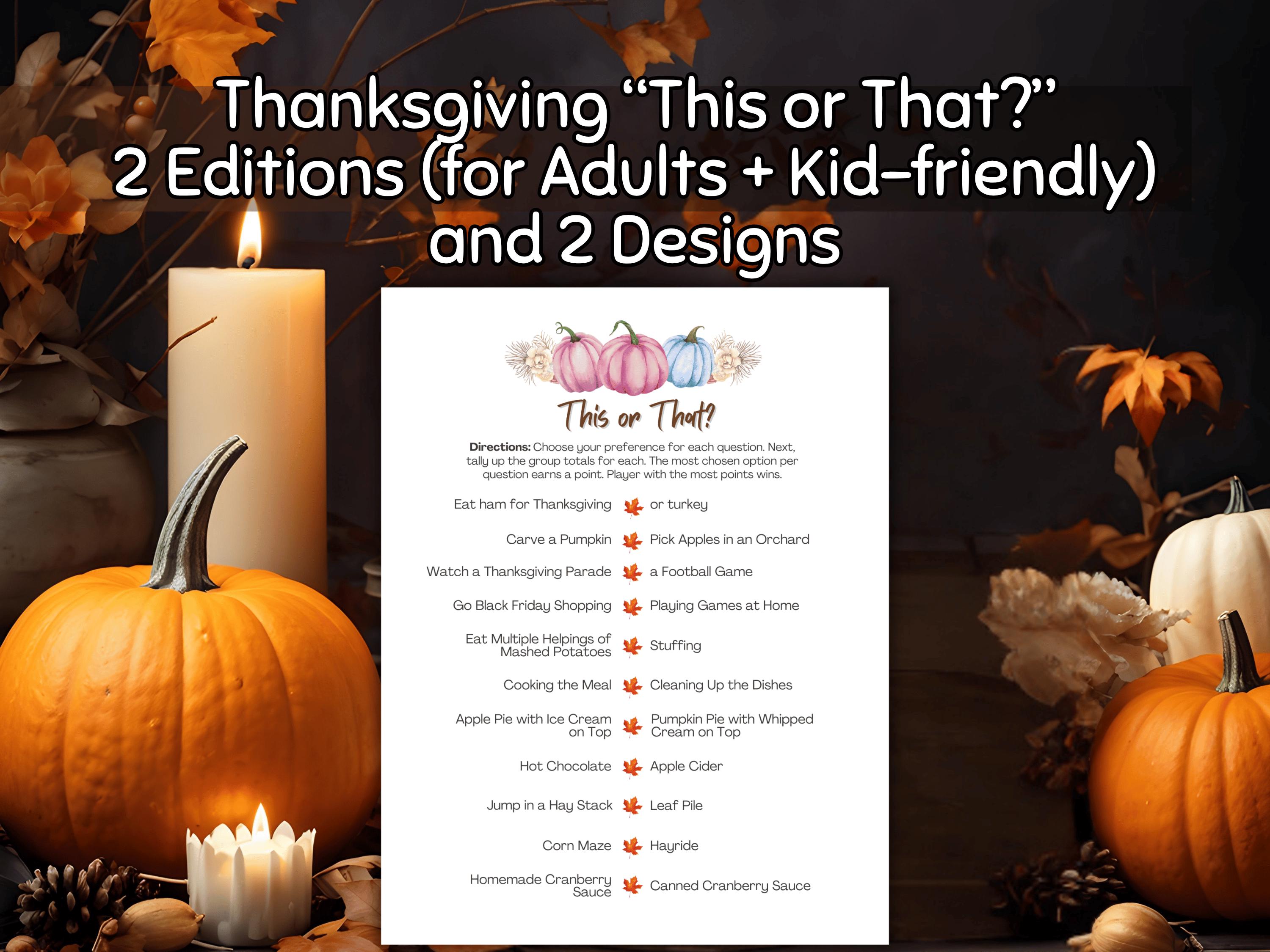 This or That? Friendsgiving Game Printable for Families & Adults ...