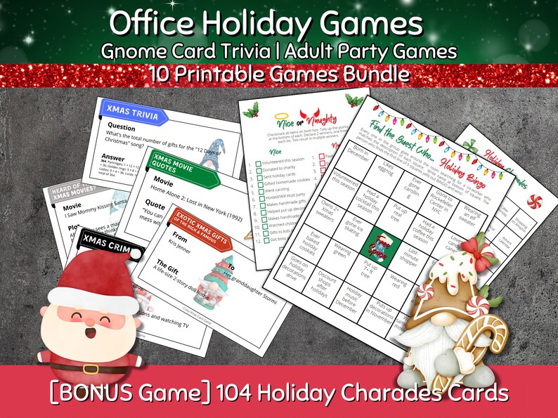 Holiday Company Party Games Printables Bundle Christmas - Etsy