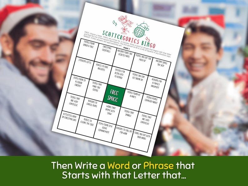 Scattergories Bingo | Office Holiday Party Group Game | Friendsmas ...