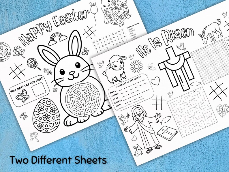 Easter Activity Placemat for Kids Bundle | Easter Bunny Coloring Page ...