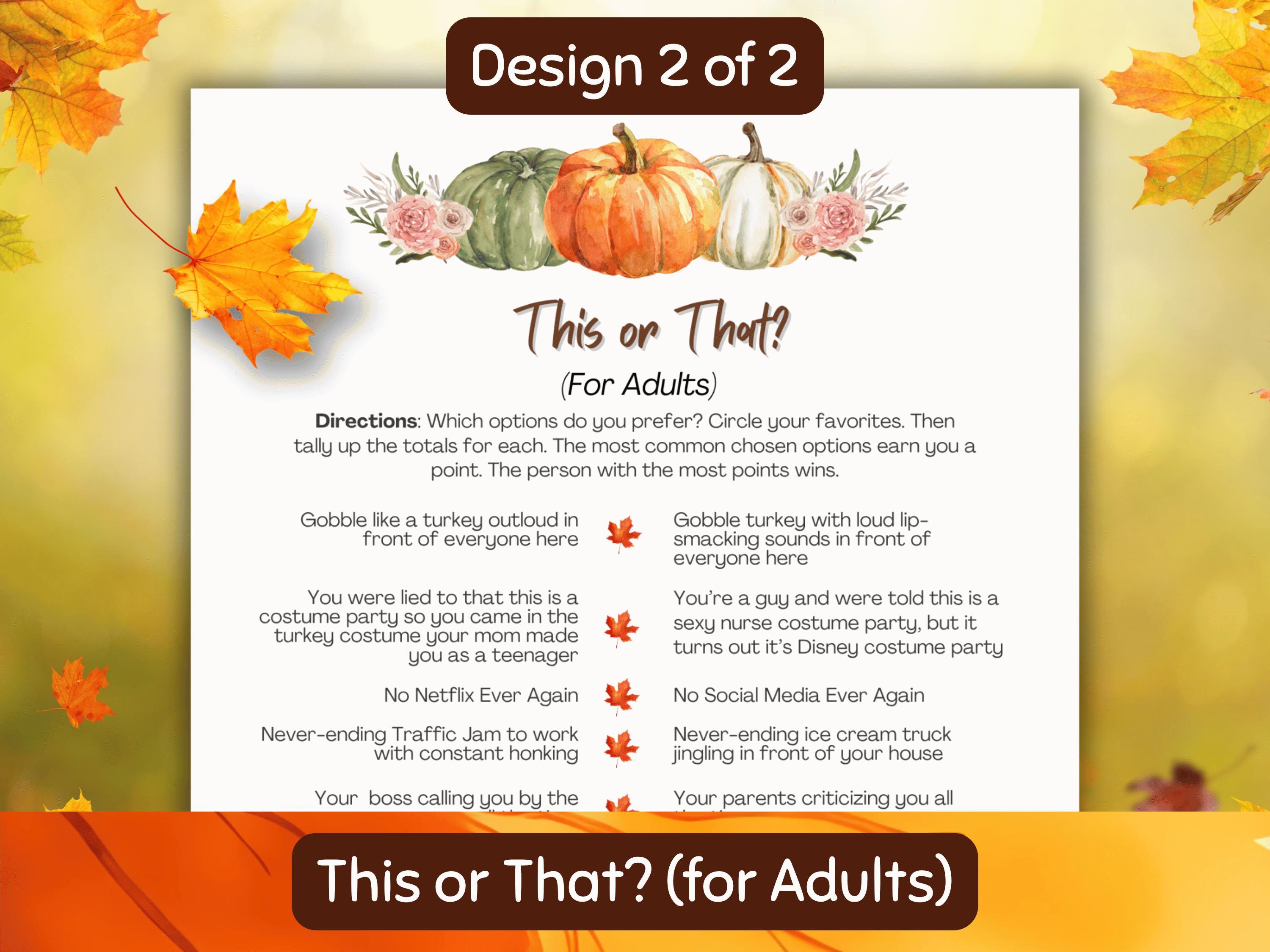 This or That? Friendsgiving Game Printable for Families & Adults ...