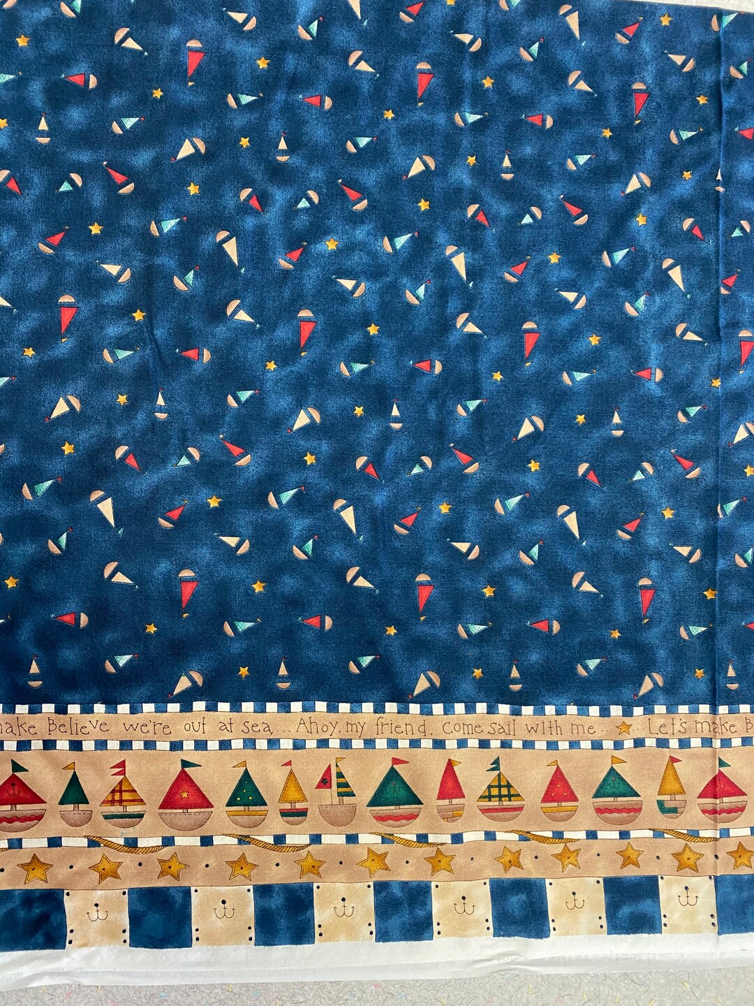 Sailboat Fabric 100% Cotton Calico Sailboats on Deep Blue - Etsy