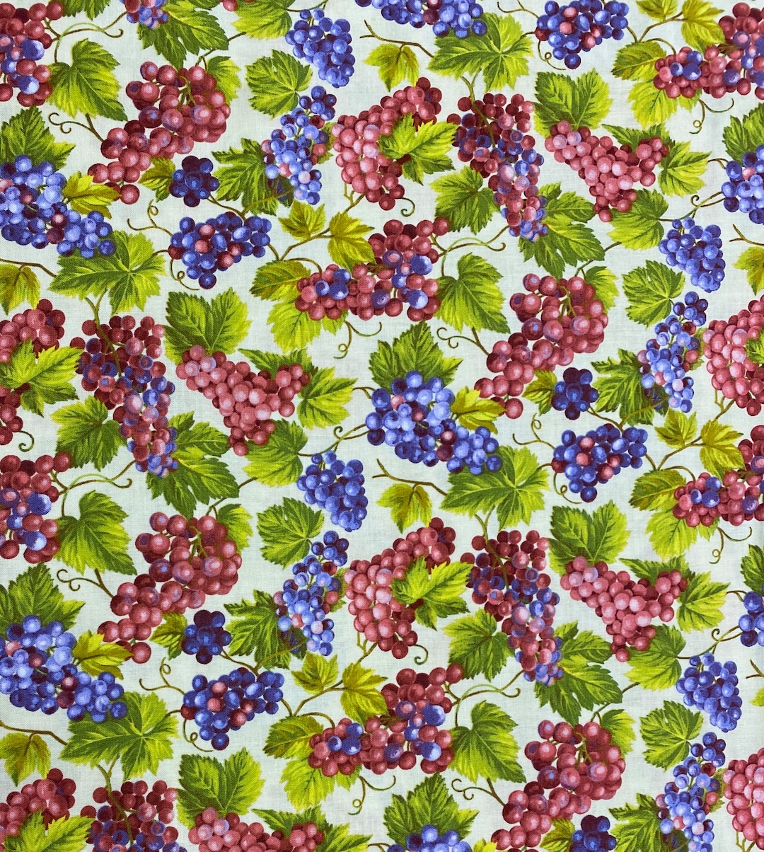 Grapes Fabric 100% Cotton Grape Bushels Leaves Vines on Cream - Etsy