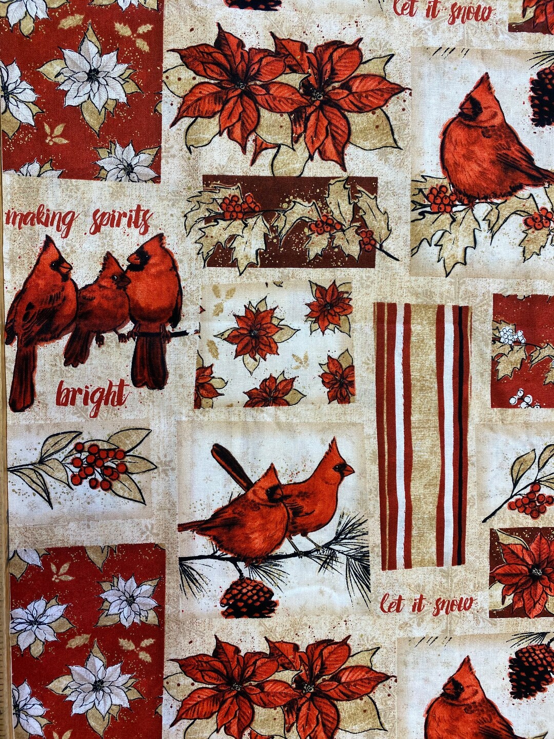 Cardinal Fabric 100% Cotton Fabric Let It Snow - Etsy
