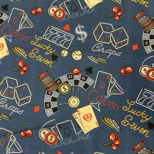 Casino Gambling Slots Cards Dice Craps Roulette 100% Cotton - Etsy