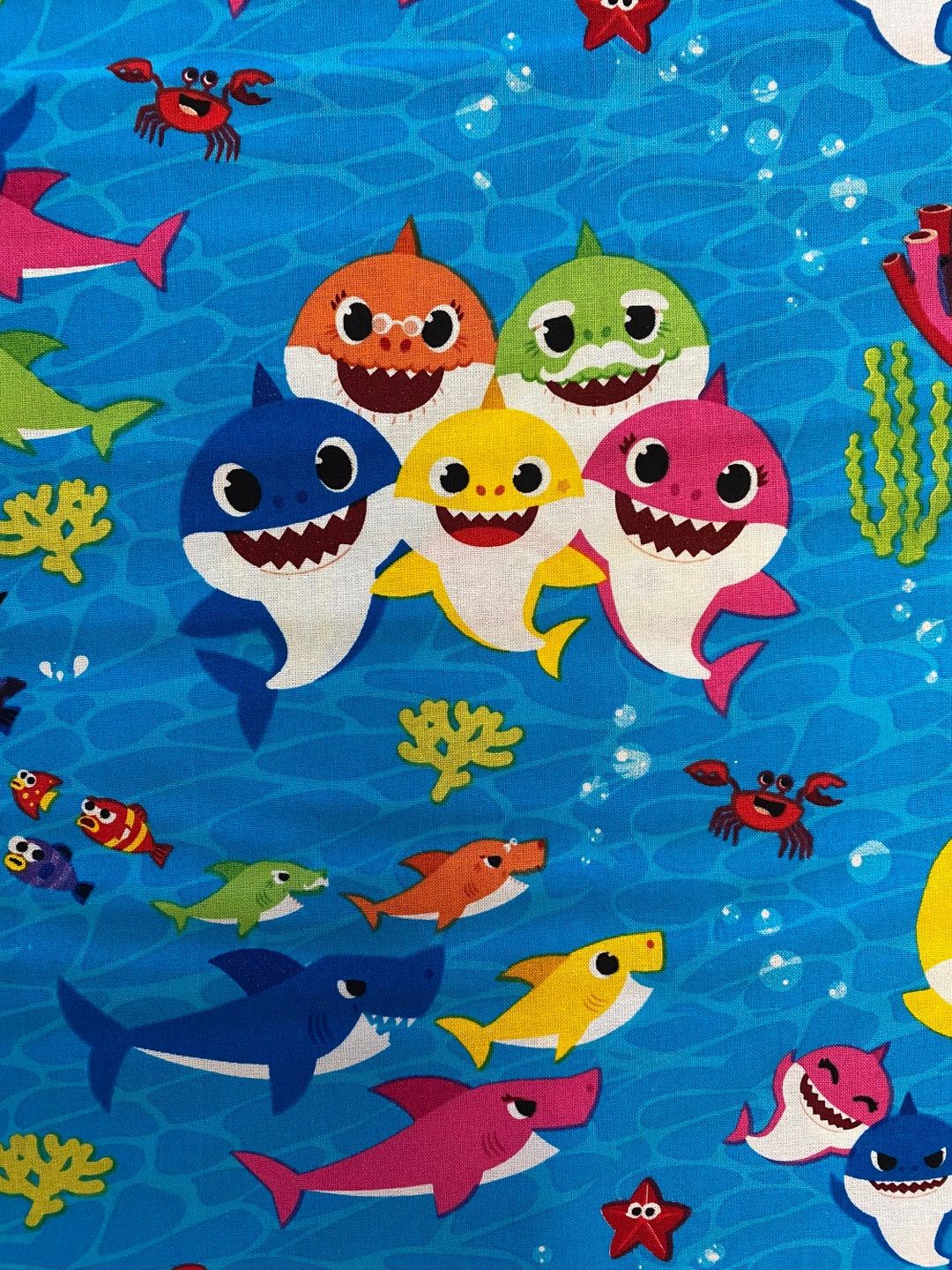 Baby Shark Fabric 100% Cotton on Beautiful Ocean Blue - Etsy Australia