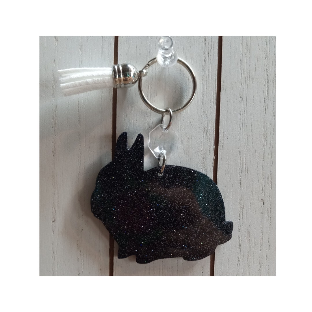 Dwarf Bunny Rabbit Glittery Resin Keychain - Etsy