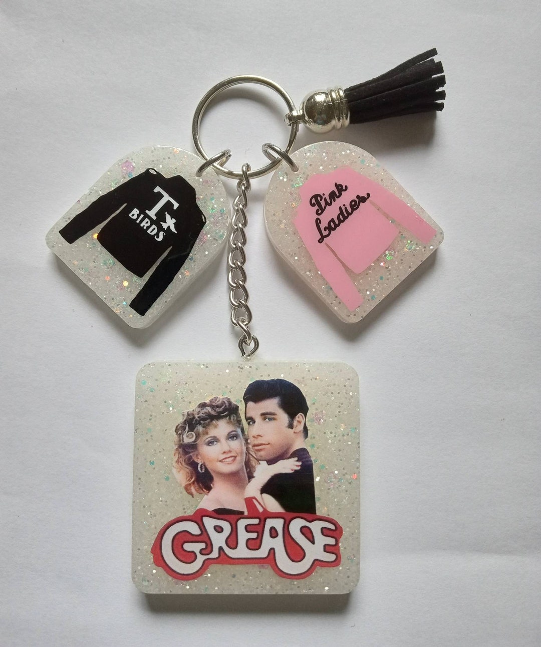 Grease Movie Glittery Resin Keychain T Birds Pink Ladies - Etsy