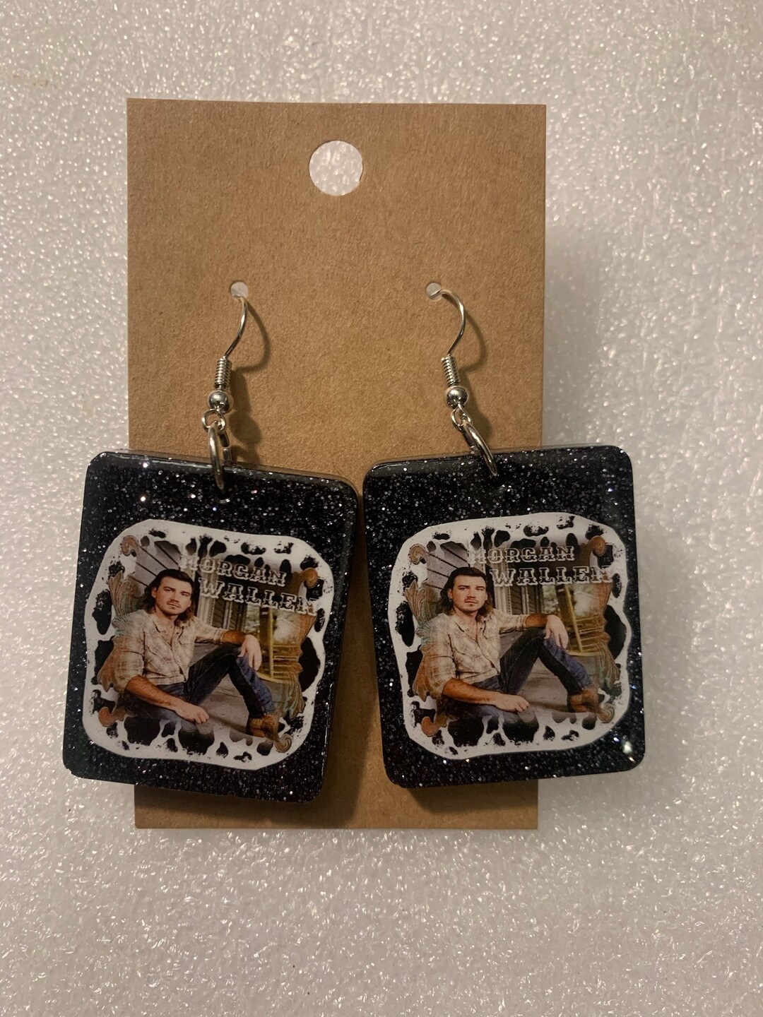 Morgan Wallen Glittery Resin Dangling Earrings - Etsy