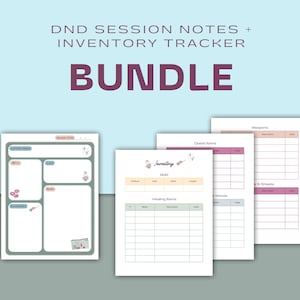 Dnd Session Notes and Inventory Tracker Bundle Printable and - Etsy
