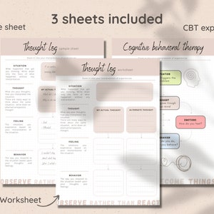 CBT Worksheet, CBT Thought Record, School Counselor, School ...