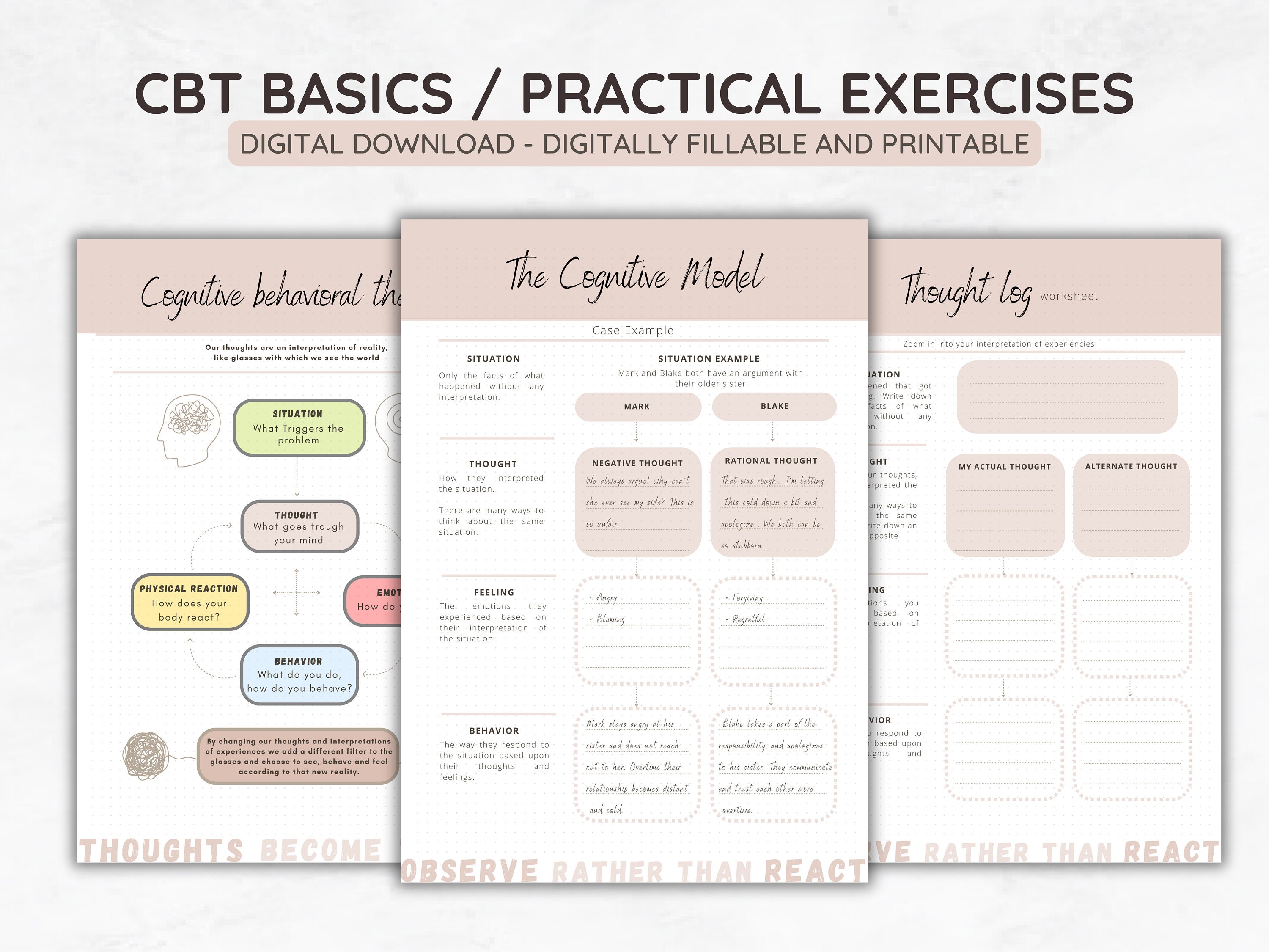 Cbt Worksheets, Cbt Therapy, Cbt Thought, Cbt Thought Record, Cbt ...