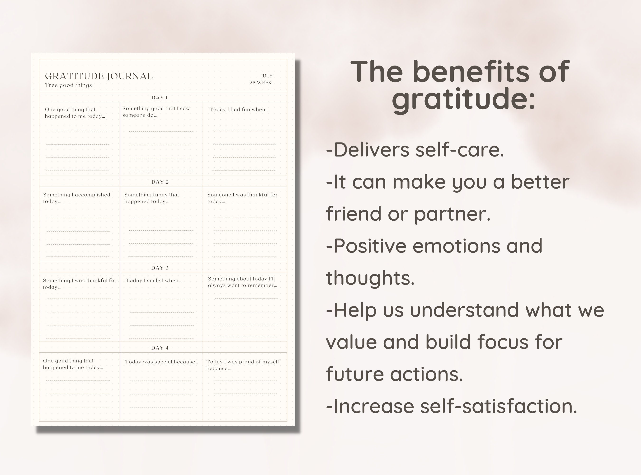 CBT Gratitude Journal, CBT Worksheet, Daily Gratitude, Weekly Planner ...