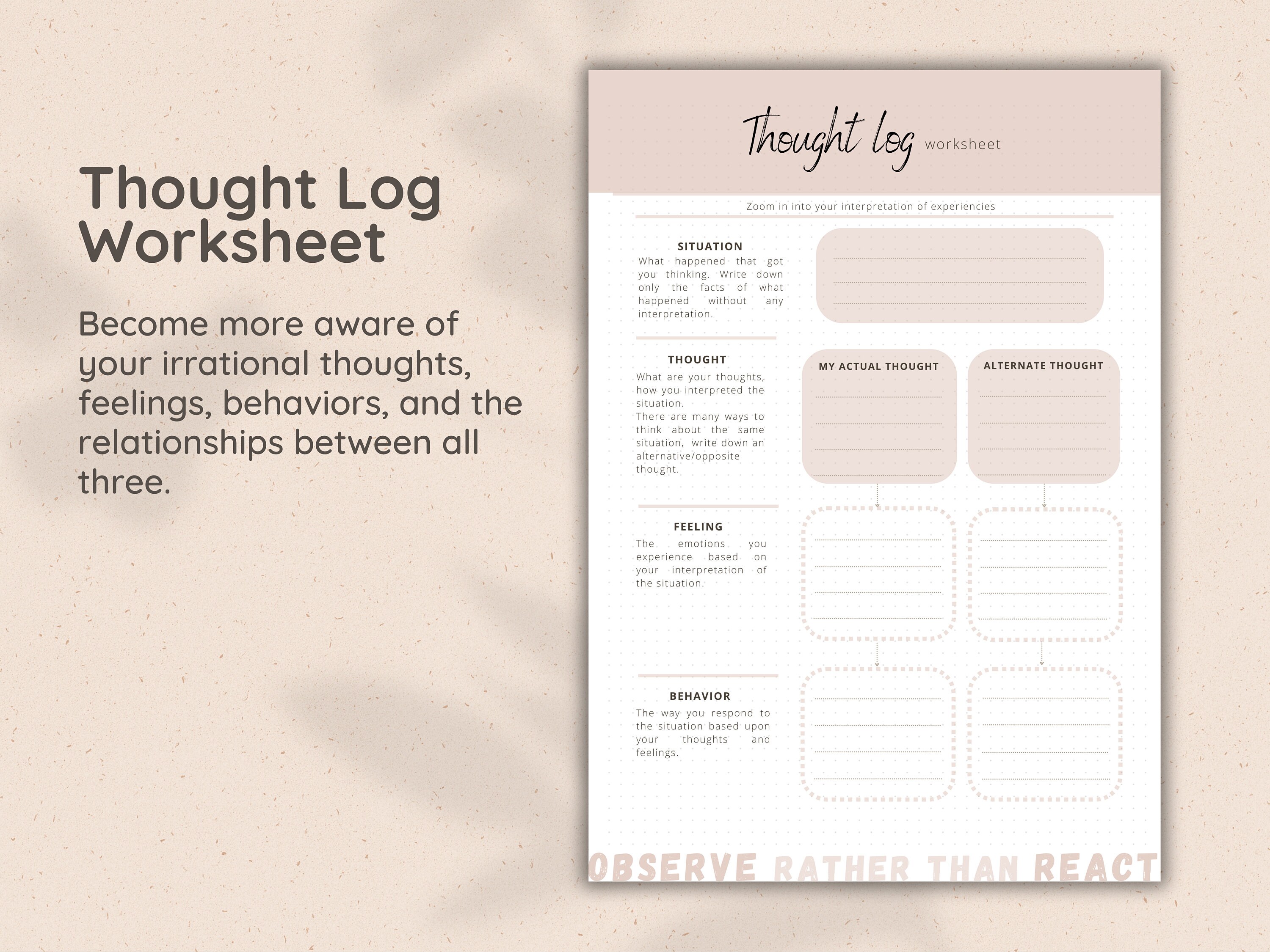 Cbt Worksheets, Cbt Therapy, Cbt Thought, Cbt Thought Record, Cbt ...