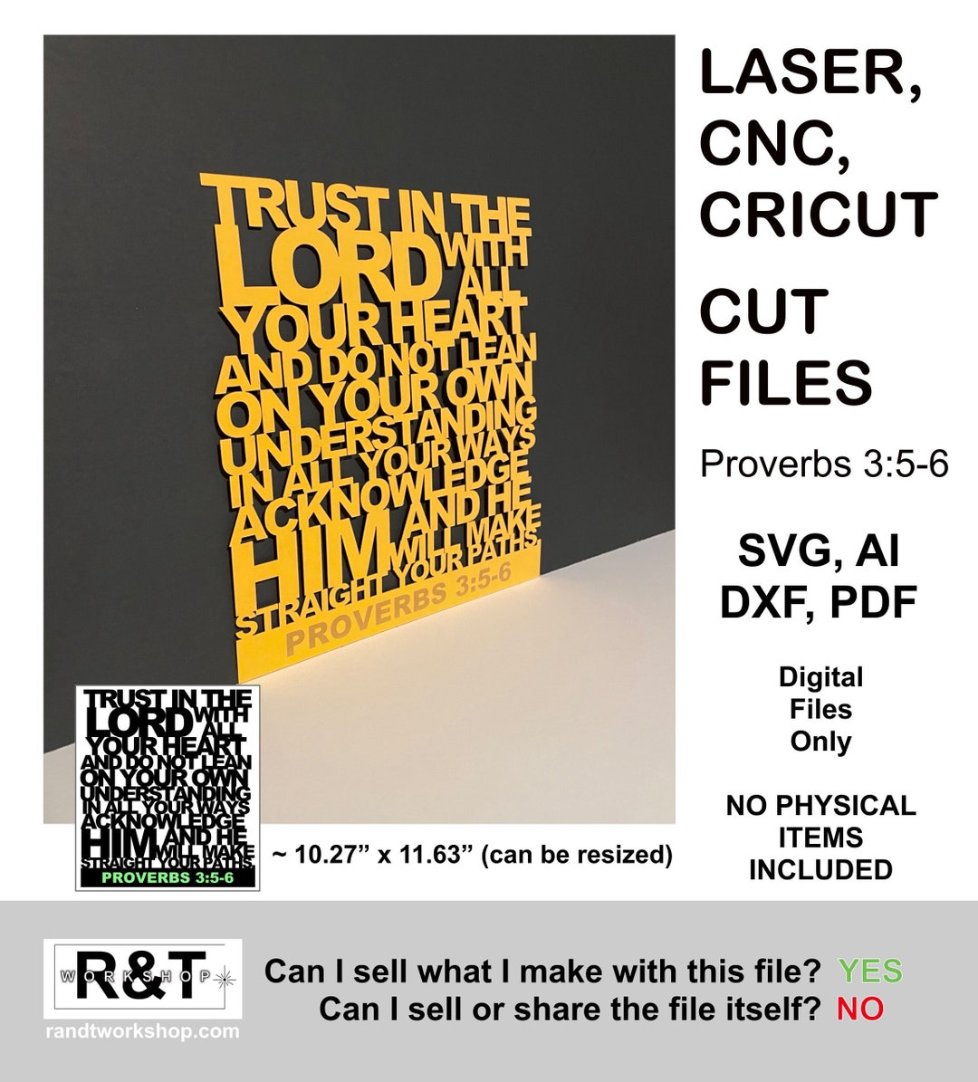 Proverbs 3-5-6 - Digital File - Ai, DXF, PDF, SVG - Etsy