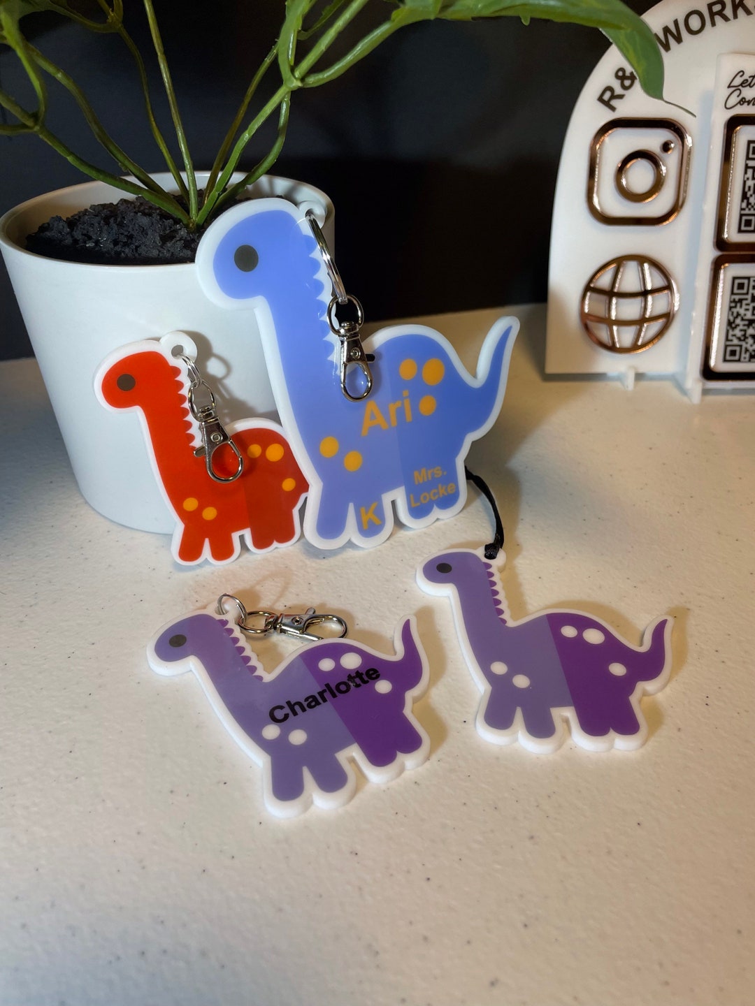 Dino Backpack Tag Dino Keychain Dino Name Tag Custom Tag Kids Tag Party ...