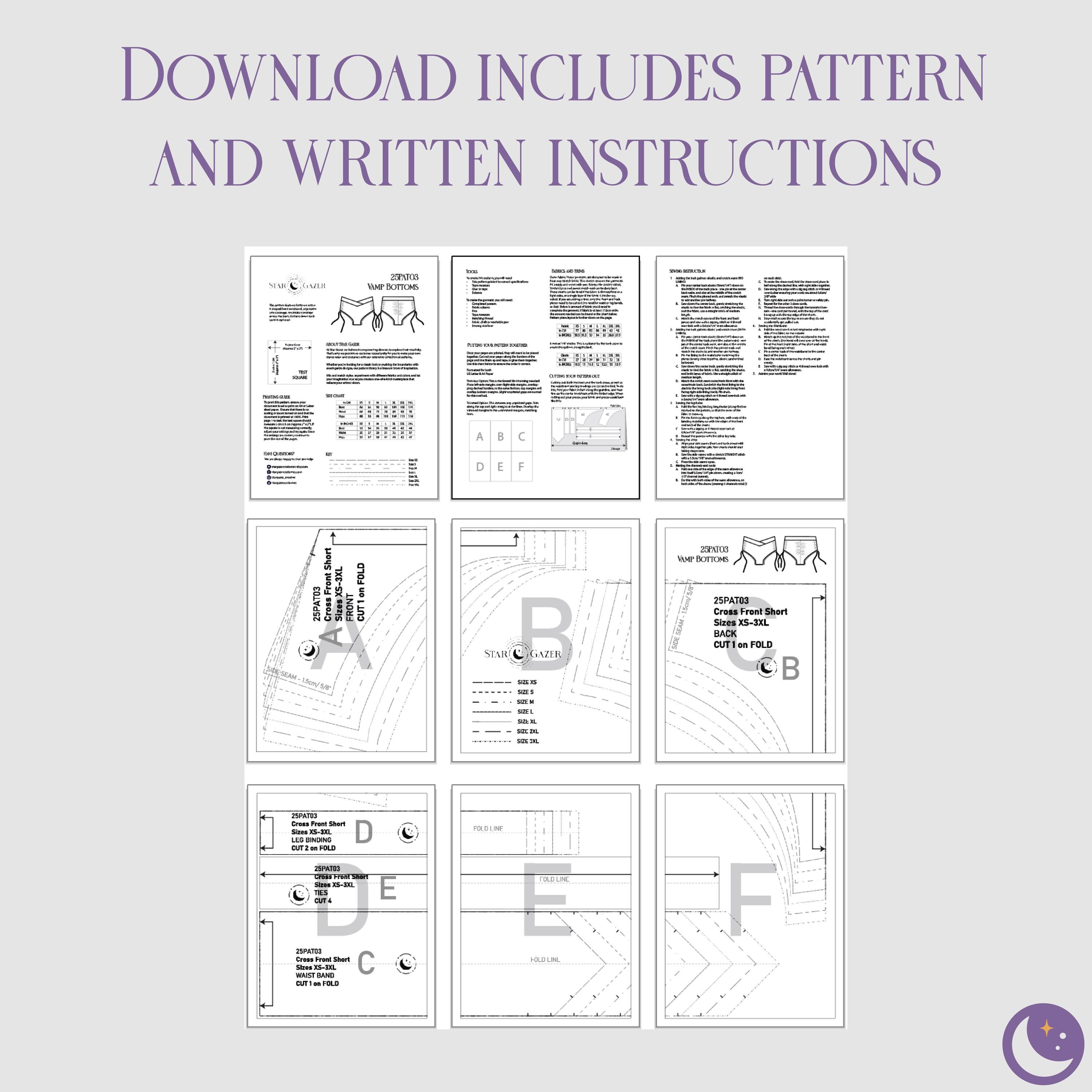 PDF Sewing Pattern - Pole Dance Bottoms - Vamp Bottoms - 25PAT03 - Star ...