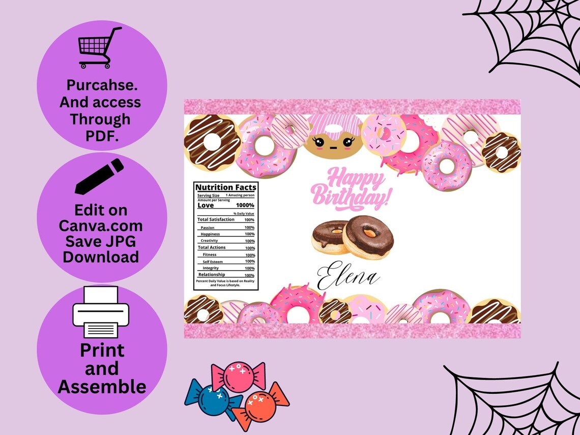 EDITABLE Birthday Chip Bag Wrapper Template. Cute Chip Bag Personalized ...
