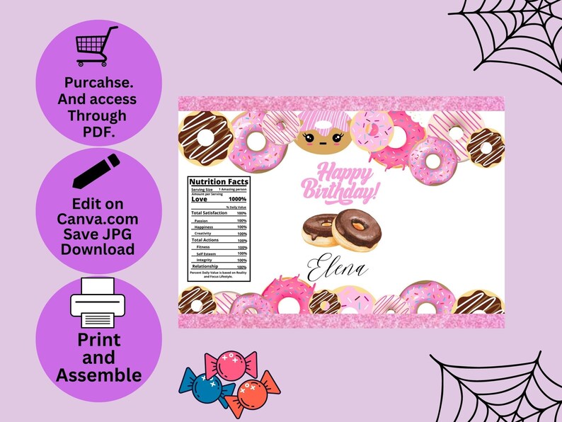 EDITABLE Birthday Chip Bag Wrapper Template. Cute Chip Bag Personalized ...