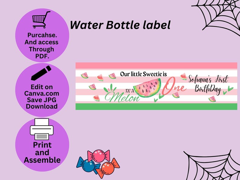 Editable Watermelon Party Templates, One in a Melon Party Decorations ...