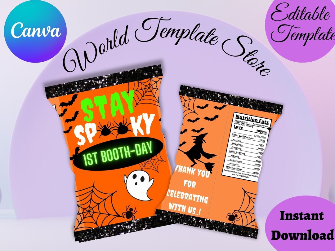 EDITABLE Halloween Chip Bag Wrapper Template. Cute Little Ghost ...