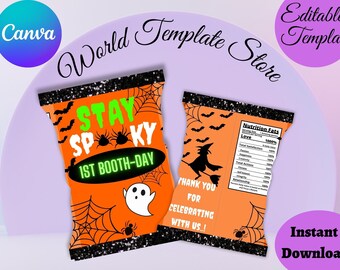 Editable Halloween Chip Bag Template: Ghost Party Favors (digital ...