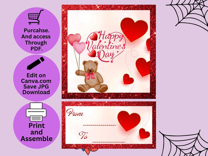 Valentine Treat Box Labels Template: Editable Party Favors (digital ...