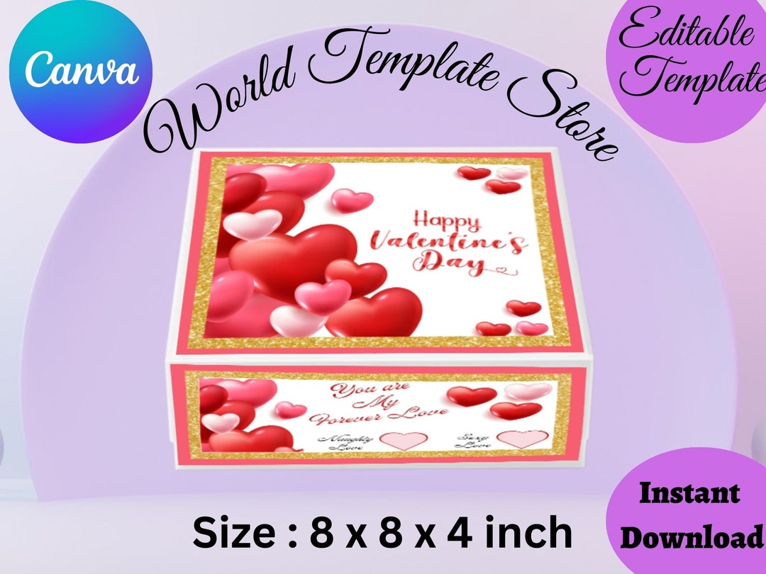 Valentine Treat Box Labels Template: Editable Party Favors (digital ...