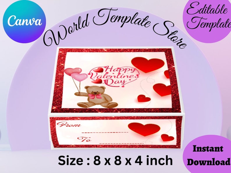 Valentine Treat Box Labels Template: Editable Party Favors (digital ...
