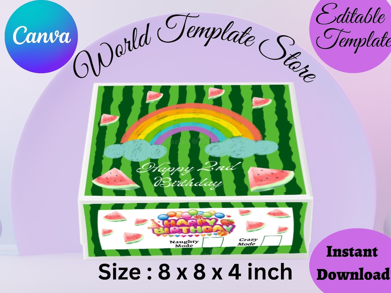 Watermelon 8X8X4 BOX LABELS TEMPLATES, Melon Labels Instant Download - Etsy