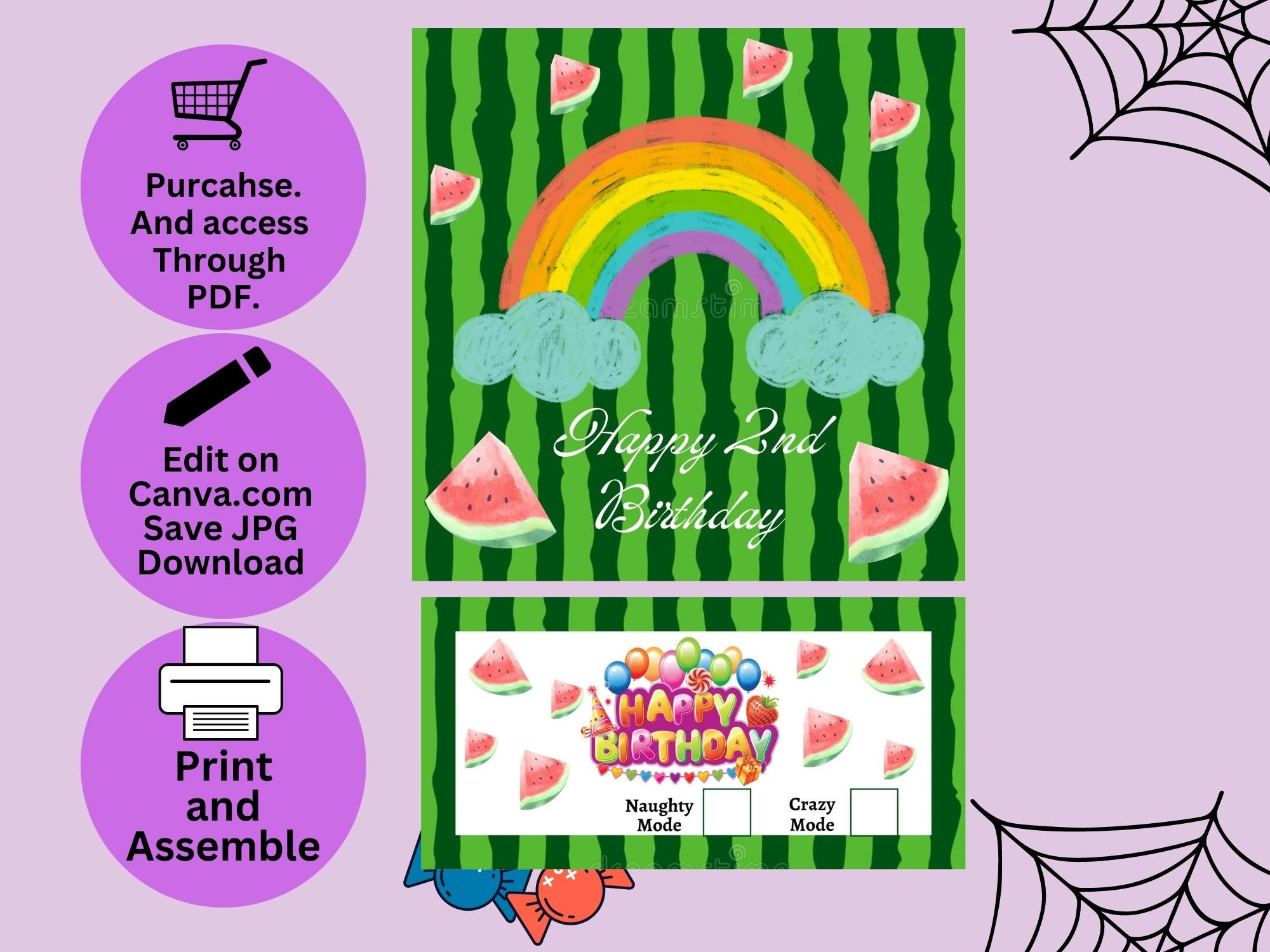 Watermelon 8X8X4 BOX LABELS TEMPLATES, Melon Labels Instant Download - Etsy