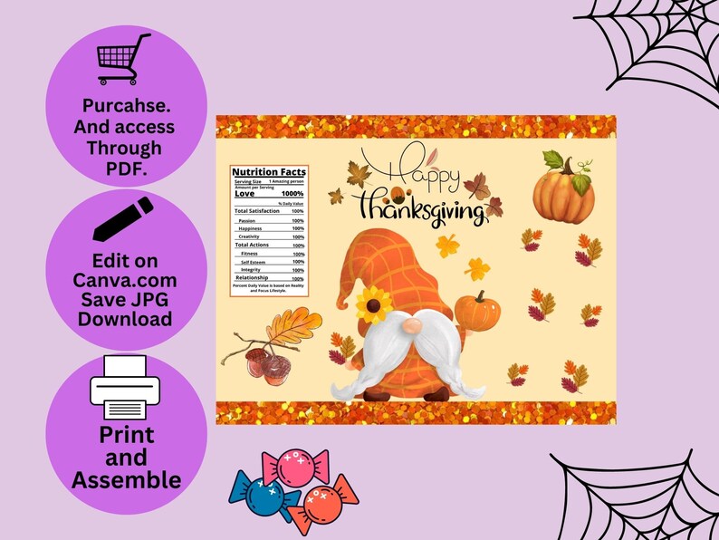 EDITABLE Thanksgiving Chip Bag Wrapper Template. Cute Little Ghost ...